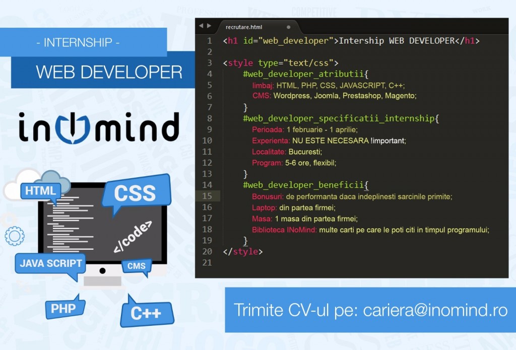INTERNSHIP WEB DEVELOPER - Inomind | Webdesign | Webhosting | Grafica